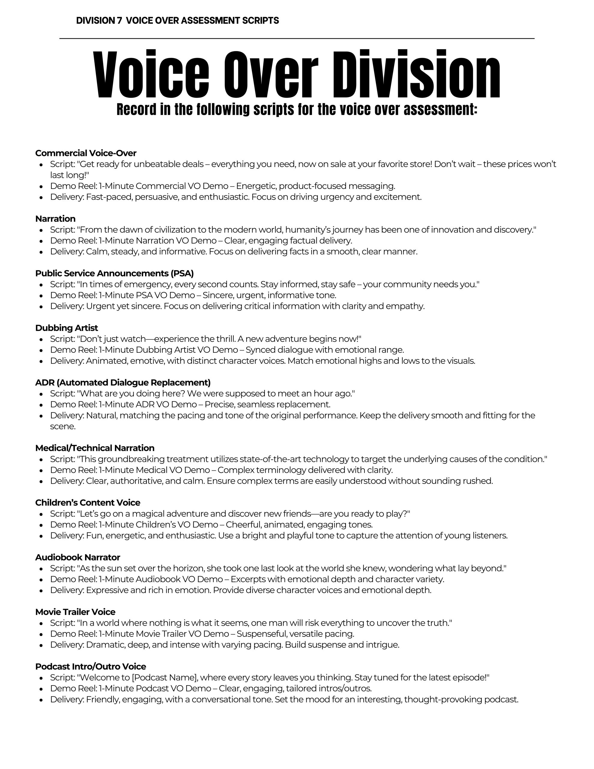 Voice-Over Division - Stars Talent Studio