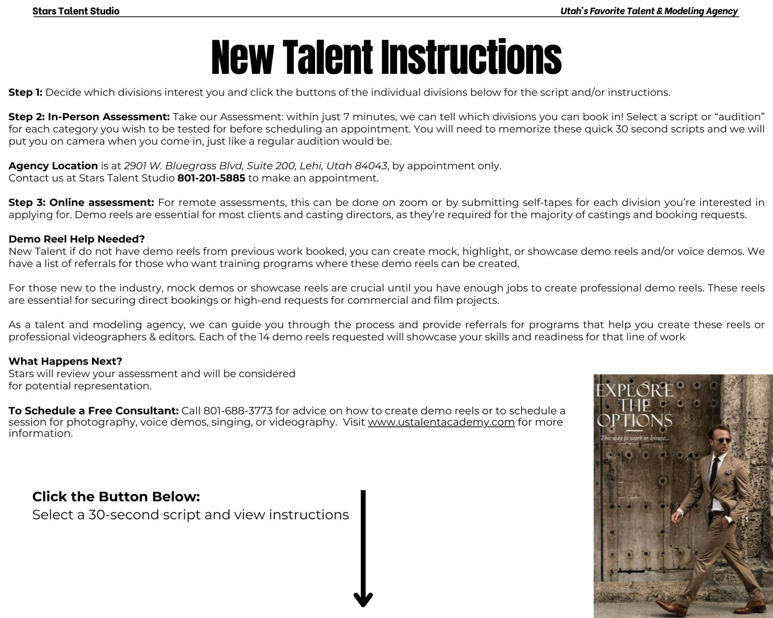 New Talent Agency Assessment - Stars Talent Studio